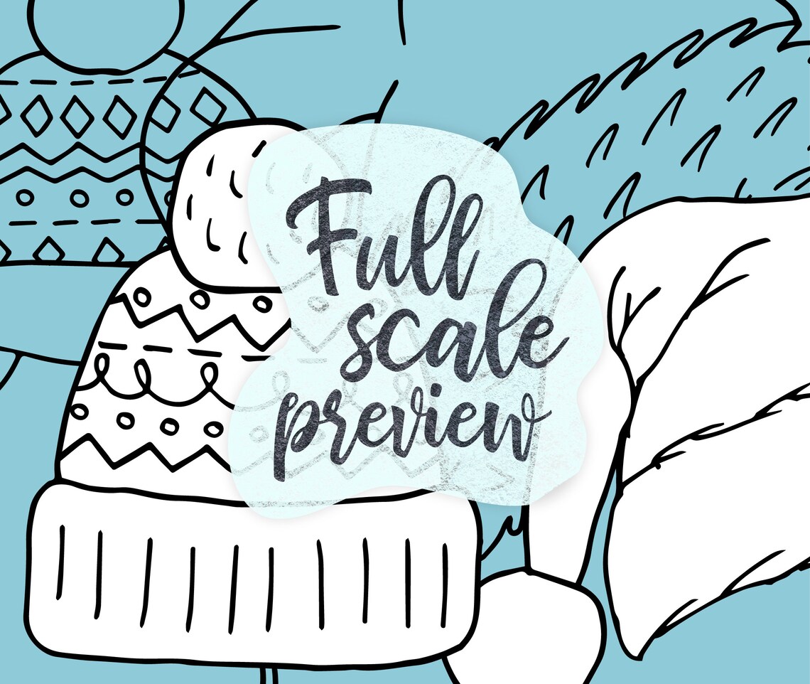 Christmas Hat Clip Art. Hand Drawn Winter Hats Cothing Knit | Etsy