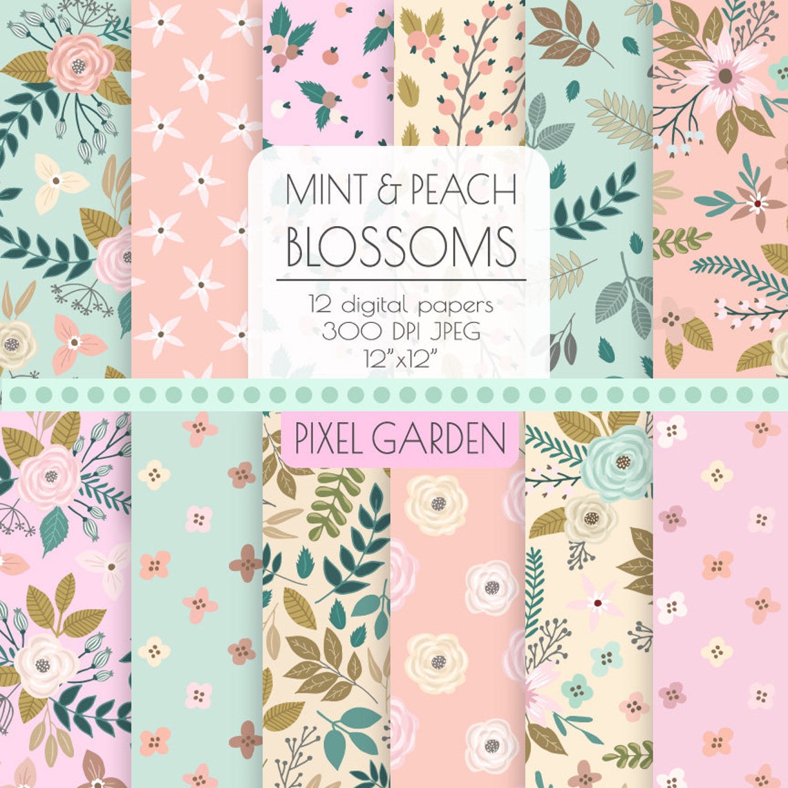 Pastel Floral Digital Paper. Shabby Cottage Chic Scrapbook - Etsy