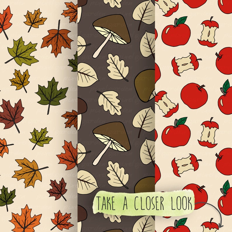 Fall Digital Paper. Hand Drawn Autumn Digital Background. | Etsy