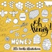 Bee Clipart. Hand Drawn Honey, Hive Clip Art. Doodle Bee Coloring ...