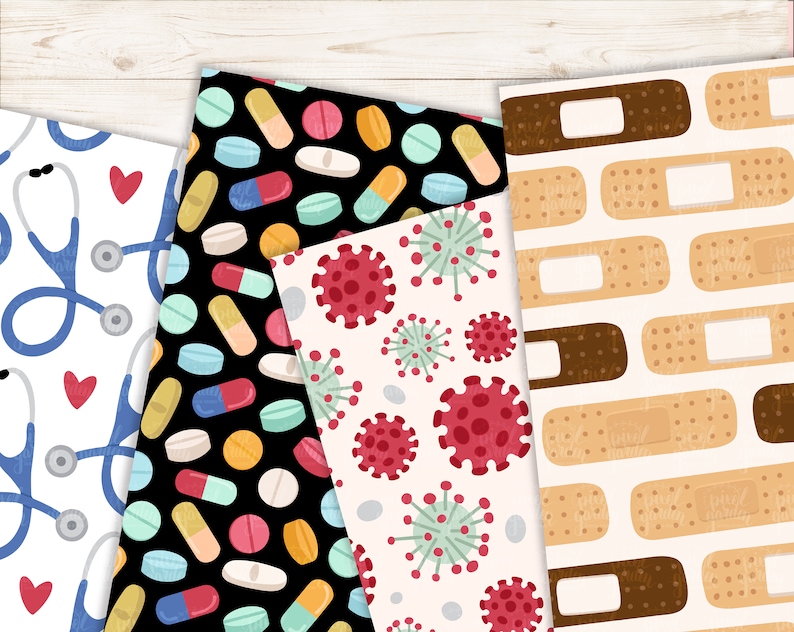Medical Digital Paper. Nurse Doctor Pattern. Hospital Pills - Etsy