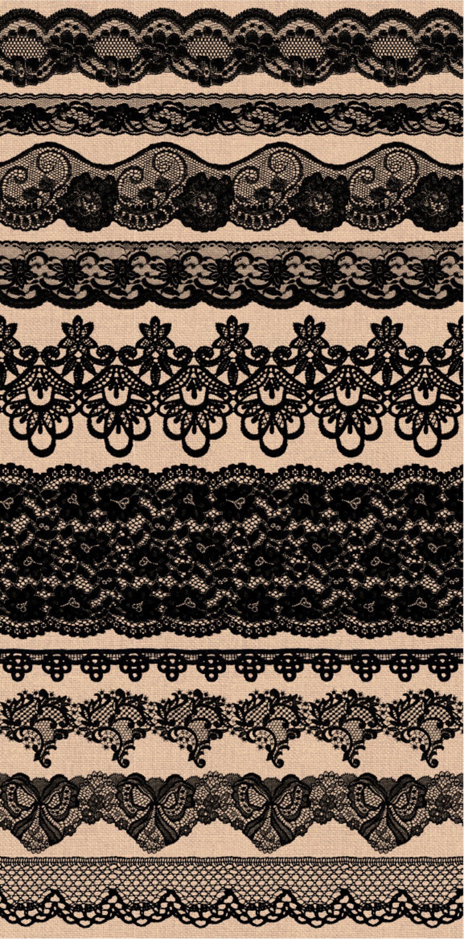 Black Lace Border Clip Art. Wedding Lace Clipart. Shabby, Rustic Lace ...