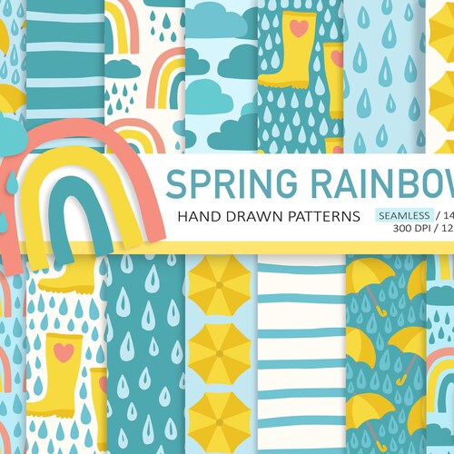 Rain Digital Paper. Raindrop Umbrella Could Patterns. - Etsy