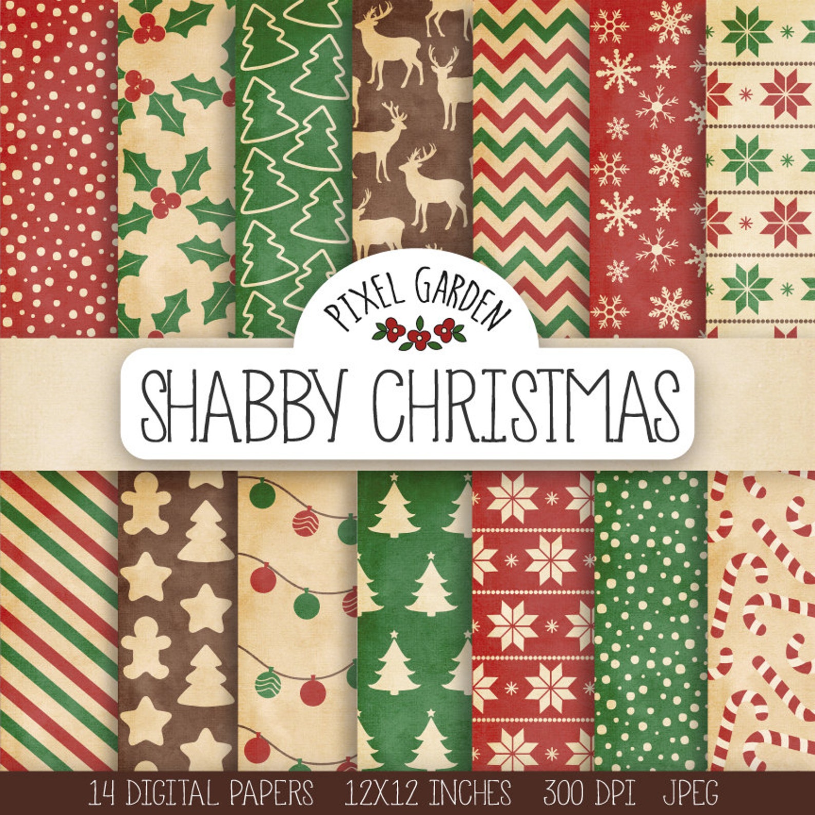 Christmas Digital Paper. Vintage Christmas Scrapbook - Etsy