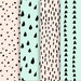 Hand Drawn Mint and Pink Doodle Digital Papers. Mint Geometric Doodle ...