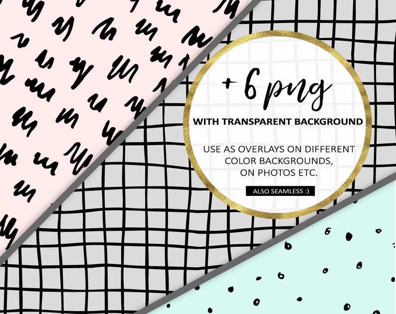 Minimal Digital Paper. Hand Drawn Black White Geometric - Etsy