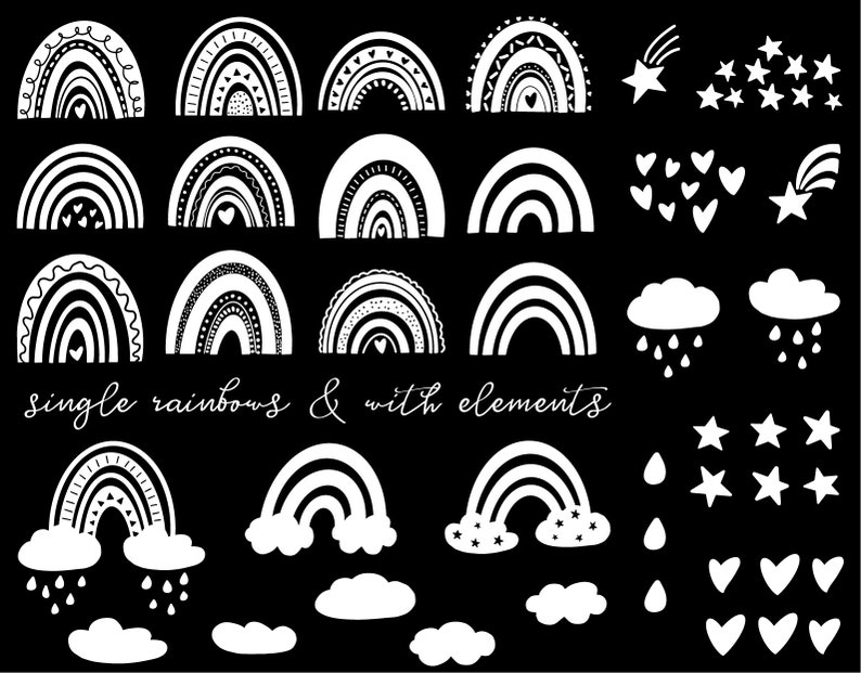 Scandinavian Rainbows Clip Art. Hand Drawn Nursery Art. Doodle | Etsy