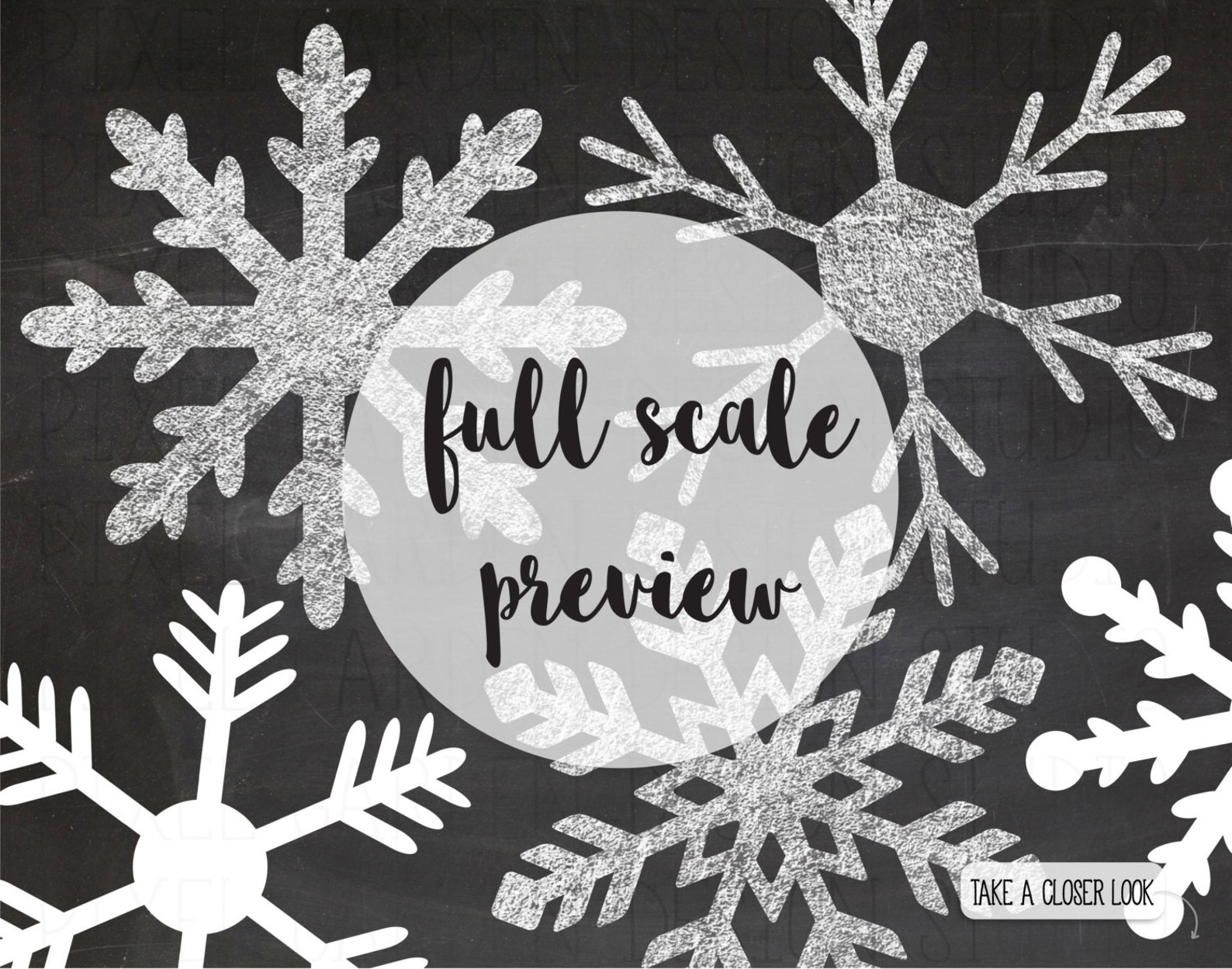 Chalk Snowflakes. Chalkboard Snowflake Clipart. Christmas - Etsy