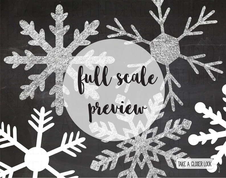 Chalk Snowflakes. Chalkboard Snowflake Clipart. Christmas - Etsy