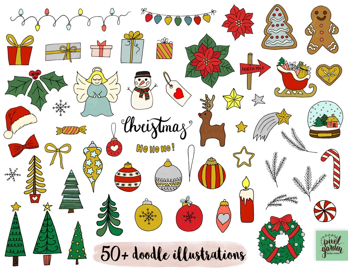 Christmas Clipart. Hand Drawn Christmas Clip Art. Winter - Etsy