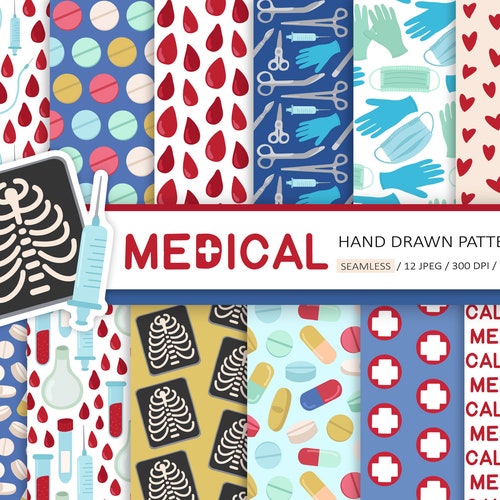 Medical Digital Paper. Nurse Doctor Pattern. Hospital Pills - Etsy