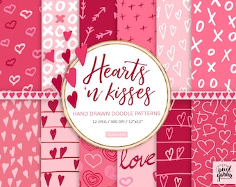 Love Digital Paper. Minimalist Valentines Day Background. Hand | Etsy