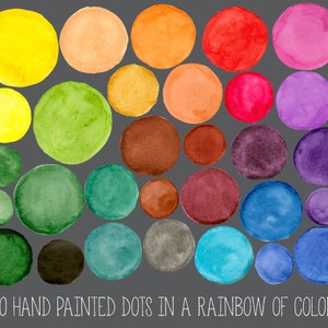 Watercolor Dots Clipart. Hand Painted Colorful Watercolour Circles ...