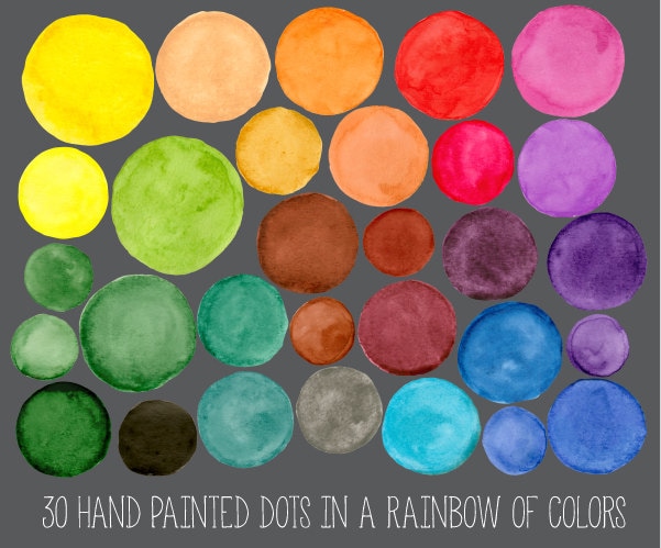 Watercolor Dots Clipart. Hand Painted Colorful Watercolour - Etsy