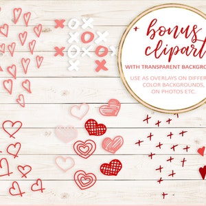 Valentines Day Digital Paper. Minimalist Love, Hearts Background. Hand ...