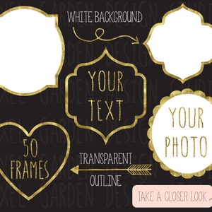 Gold Frames Clipart. Gold Foil Labels Clip Art. Metallic Glitter ...
