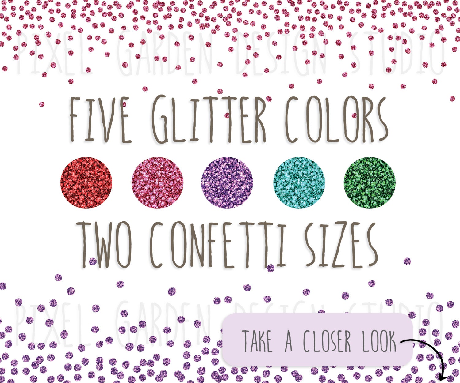 Glitter Confetti Borders Clip Art. Glitter Borders and Frames. | Etsy