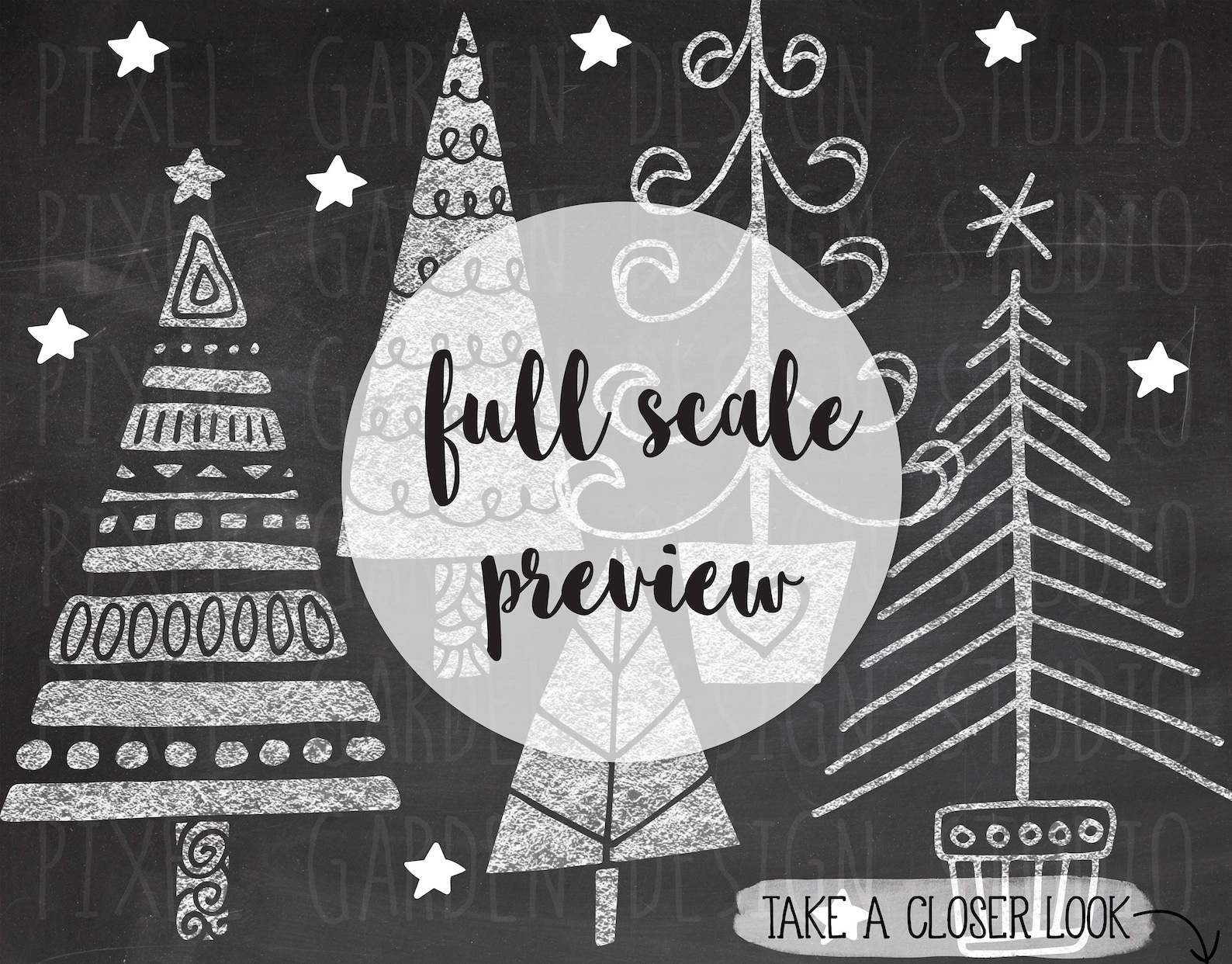 Chalkboard Christmas Tree Clip Art. Hand Drawn Chalk Christmas - Etsy