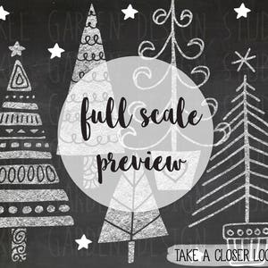 Chalkboard Christmas Tree Clip Art. Hand Drawn Chalk Christmas ...