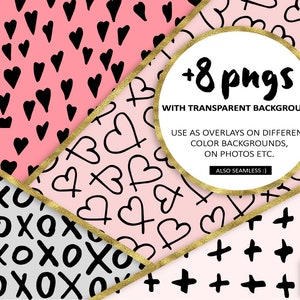 Love, Hearts, Arrows Digital Paper. Monochrome Valentines Day ...