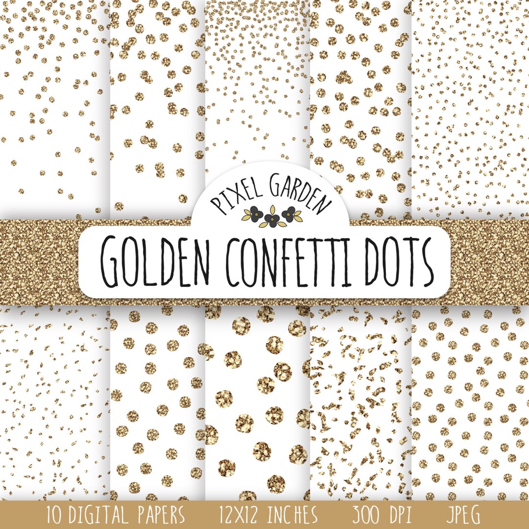 Golden Confetti Digital Paper. Bronze Confetti Digital Paper. Metallic ...