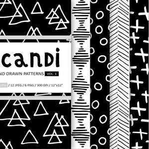 Hand Drawn Geometric Digital Paper. Minimalist Scandi, Nordic ...