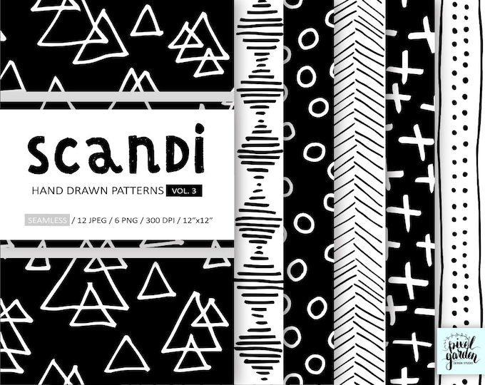 Hand Drawn Geometric Digital Paper. Minimalist Scandi Nordic - Etsy