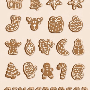 Christmas Cookies Clip Art. Hand Drawn Gingerbread Illustrations ...