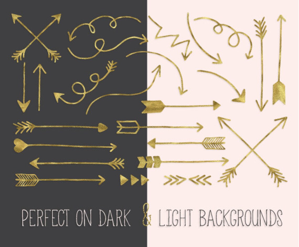 Gold Arrows Clip Art. Hand Drawn Gold Foil Arrows Clipart. - Etsy