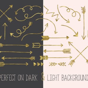 Gold Arrows Clip Art. Hand Drawn Gold Foil Arrows Clipart. Gold Glitter ...