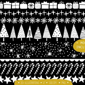 Christmas Borders Clip Art. Scandi, Nordic Digital Ribbon Clipart ...