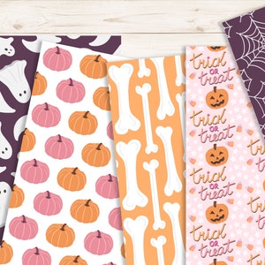 Cute Halloween Digital Paper. Hand Drawn Spooky Halloween Background ...