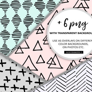 Hand Drawn Geometric Digital Paper. Minimalist Scandi, Nordic ...