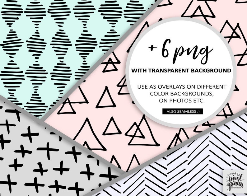 Hand Drawn Geometric Digital Paper. Minimalist Scandi Nordic - Etsy