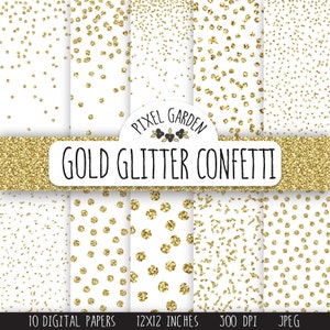 Gold Glitter Confetti Digital Paper. Gold Metallic Dot Confetti ...