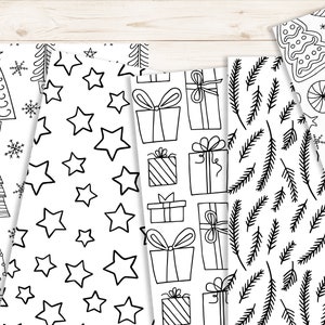 Hand Drawn Christmas Digital Paper. Seamless Doodle Winter Holiday ...