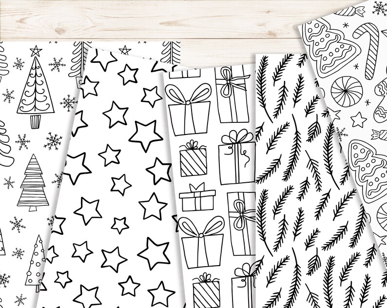 Hand Drawn Christmas Digital Paper. Seamless Doodle Winter Holiday ...