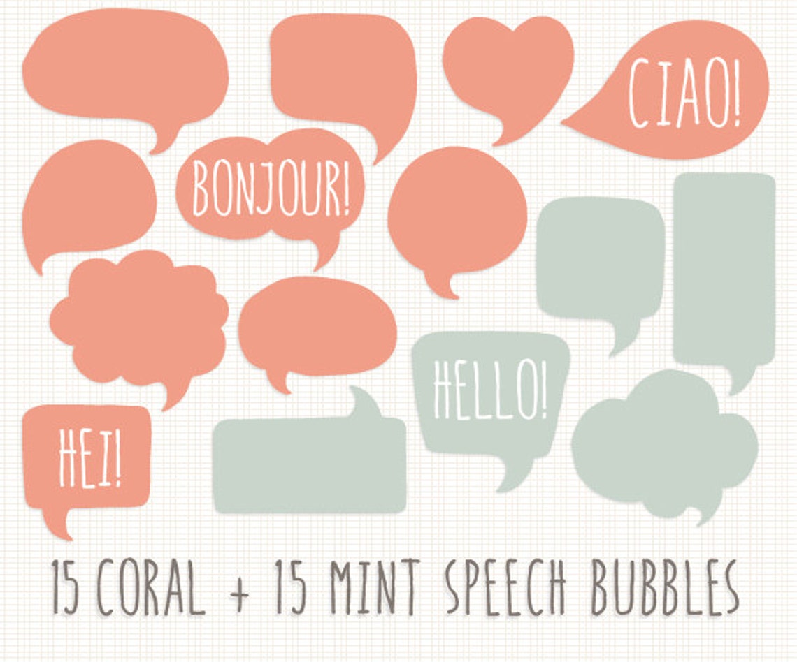 Speech Bubbles Clip Art. Hand Drawn Speech Bubbles. Thought | Etsy