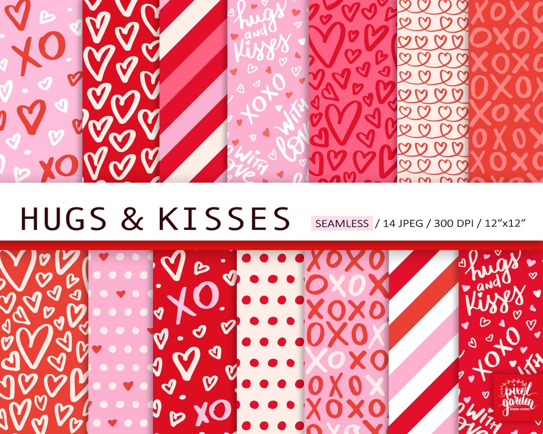 Love Seamless Patterns. Valentines Day Digital Paper. Hand Drawn Love ...