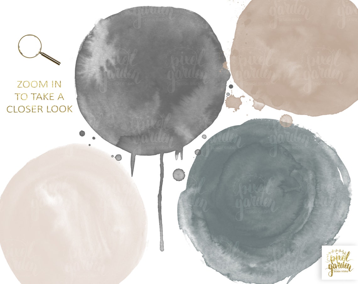 Neutral Watercolor Circles Clip Art. Hand Painted Watercolour - Etsy