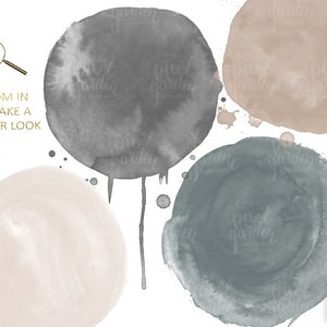 Neutral Watercolor Circles Clip Art. Hand Painted Watercolour Shapes ...