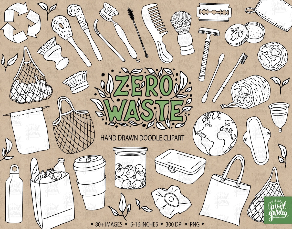 Zero Waste Clip Art. Hand Drawn Eco Friendly Clipart. Doodle - Etsy