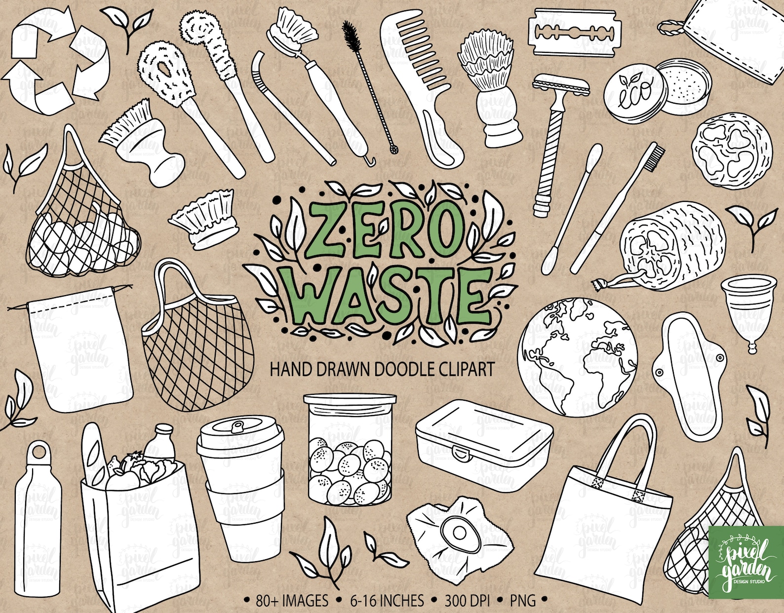 Zero Waste Clip Art. Hand Drawn Eco Friendly Clipart. Doodle - Etsy