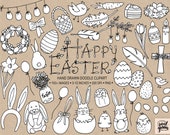 Easter Clipart. Hand Drawn Easter Egg Clip Art. Black & White - Etsy