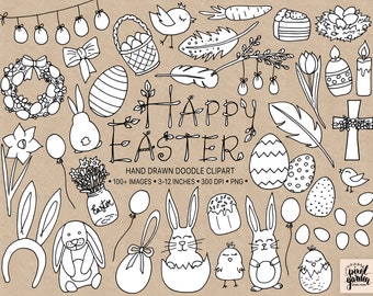 Easter Clipart. Hand Drawn Easter Egg Clip Art. Spring Clipart. Easter ...