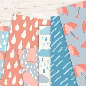 Rain Digital Paper. Raindrop, Umbrella, Could Patterns. Umbrellas ...