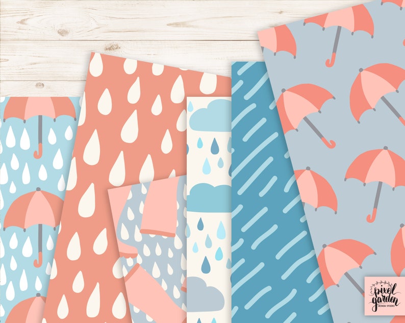 Rain Digital Paper. Raindrop Umbrella Could Patterns. - Etsy