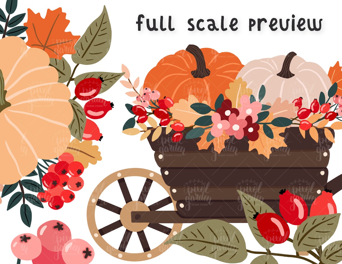 Fall Pumpkin Clip Art. Hand Drawn Pumpkin Patch Clipart. Fall - Etsy