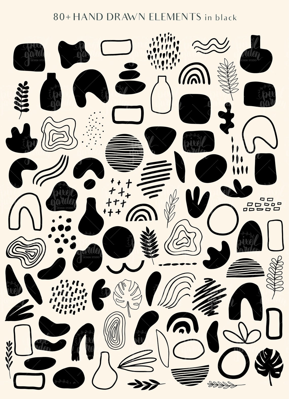 Abstract Boho Clip Art. Organic Abstract Collage Element - Etsy