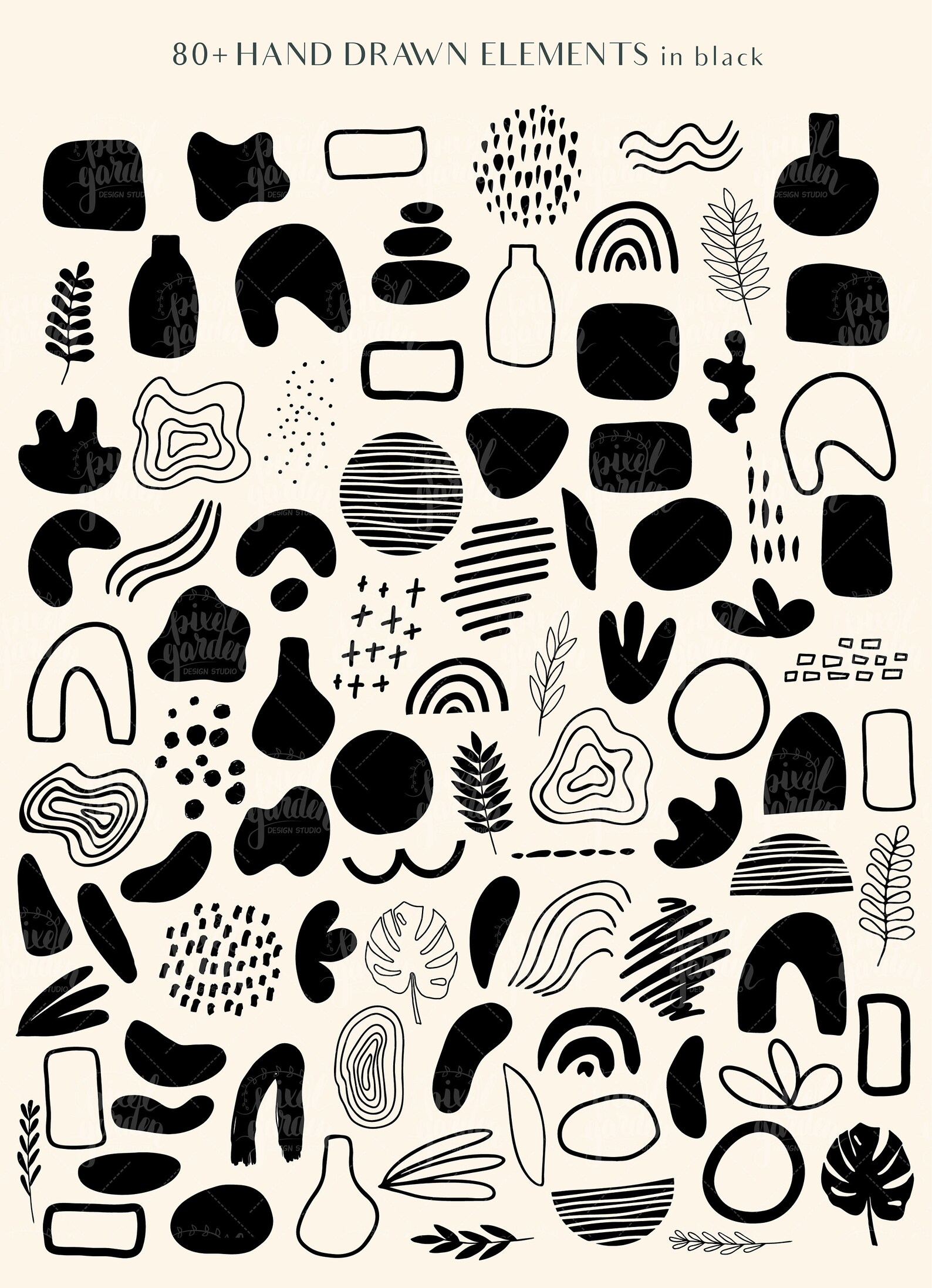 Abstract Boho Clip Art. Organic Abstract Collage Element - Etsy